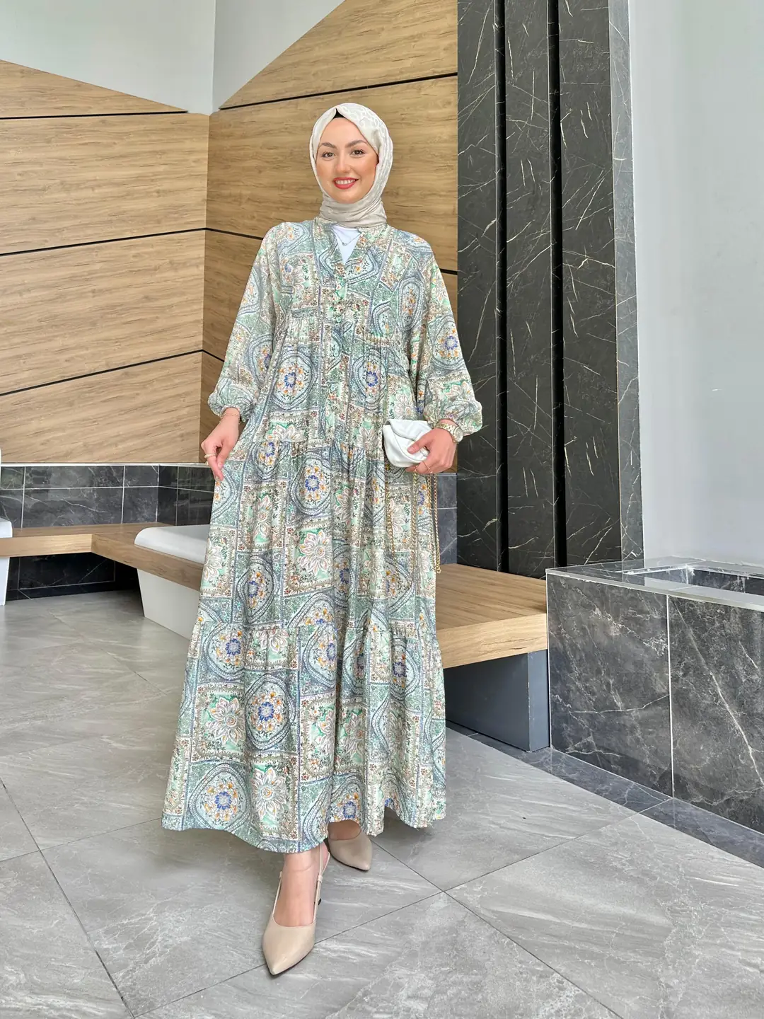 Soft Desen Mango Pamuk Elbise