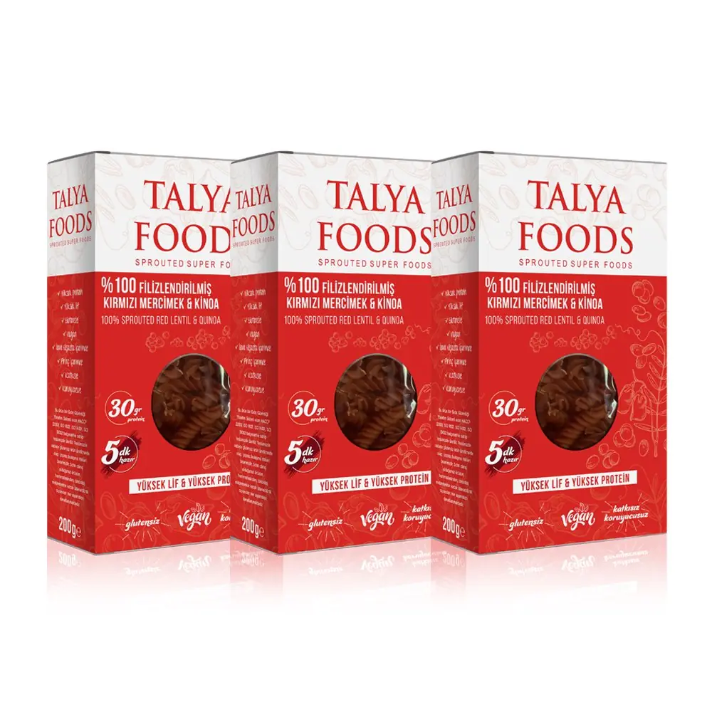 Kırmızı Mercimek Kinoa Makarna Set 3x200g - Talya Foods