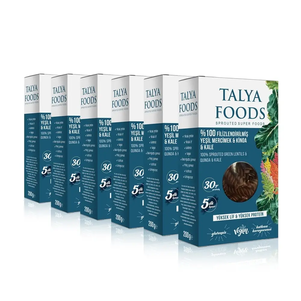 Yeşil Mercimek Kinoa Kale Makarna Set 6x200g - Talya Foods