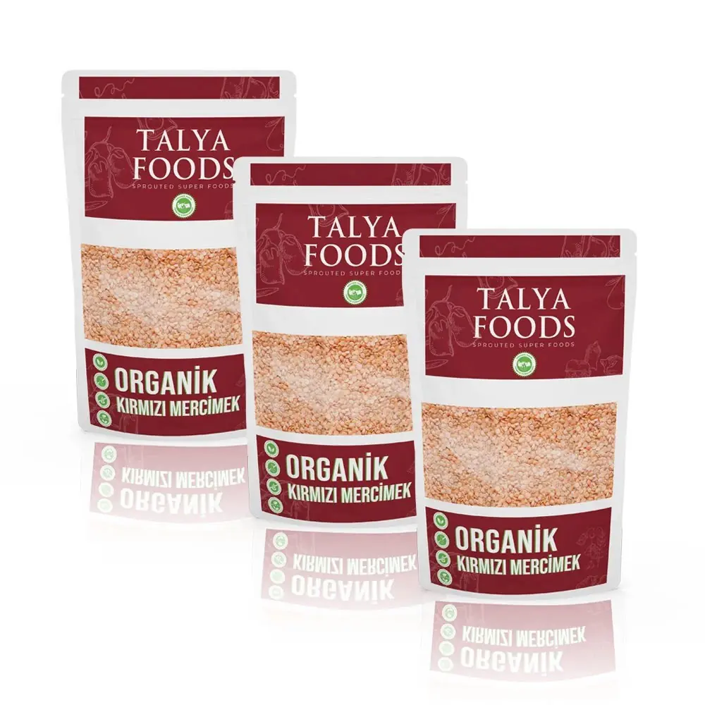 Organik Naturel Kırmızı Mercimek 3x500g - Talya Foods