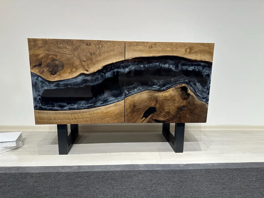 Handmade Custom Rustic Console | Epoxy Resin Tv Unit | Walnut Wood ...