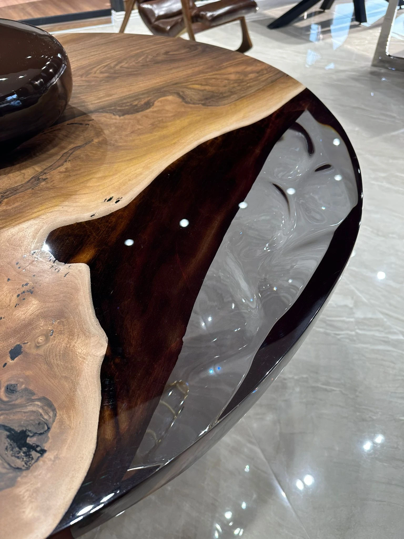 Custom Walnut Epoxy River Dining Table, Wave Epoxy Table, Resin Epoxy ...