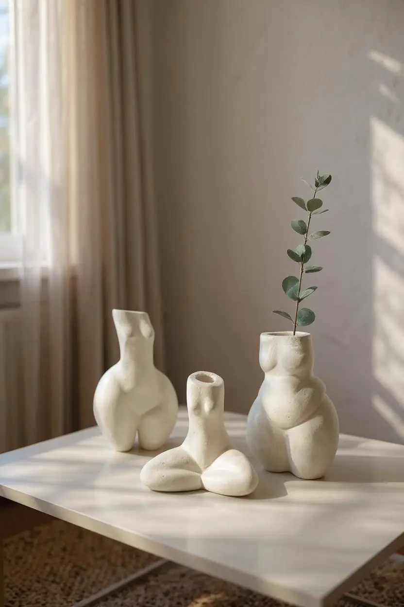 Ham Seramik 3’lü Kadın Vücudu Vazo Dekor Set | Kadın Seramik Obje ...