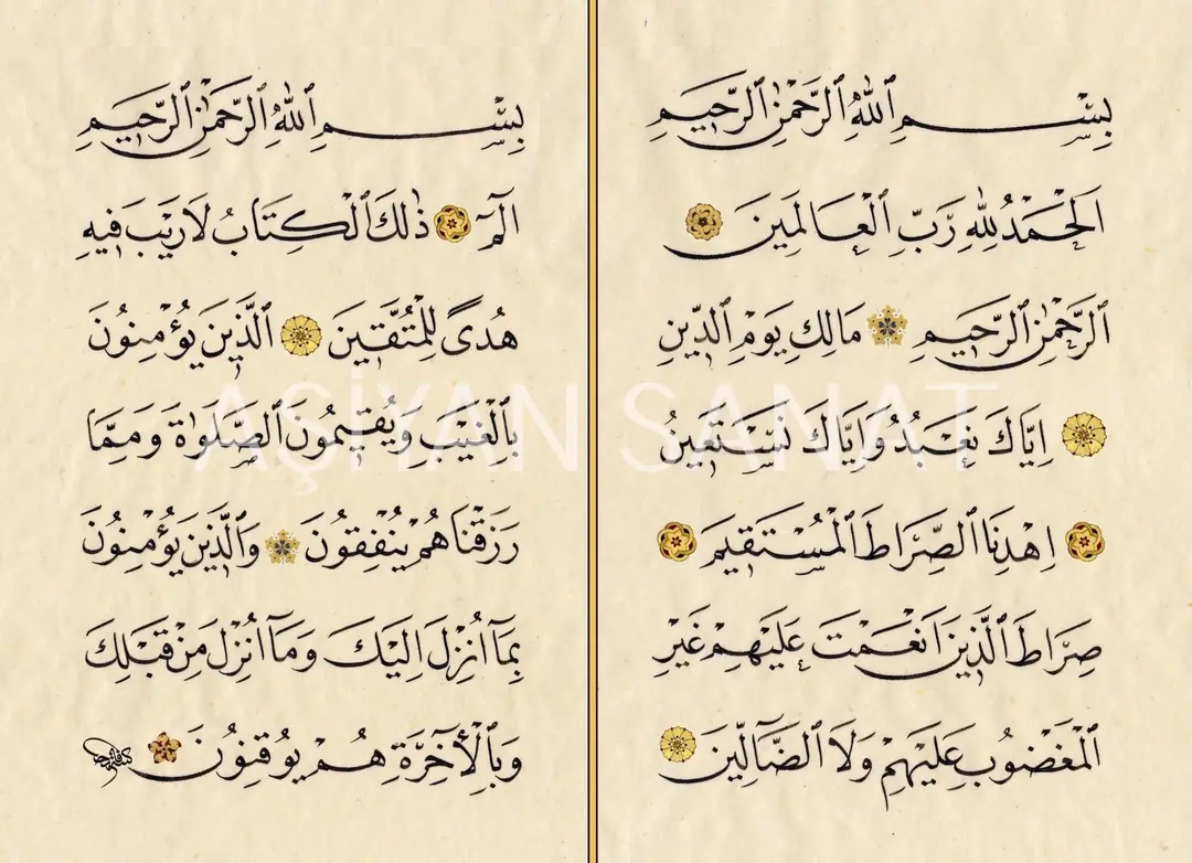 Fatiha-Elif Lam Mim (Baskı) - Aşiyan Sanat Çerçeve ve Tablolar