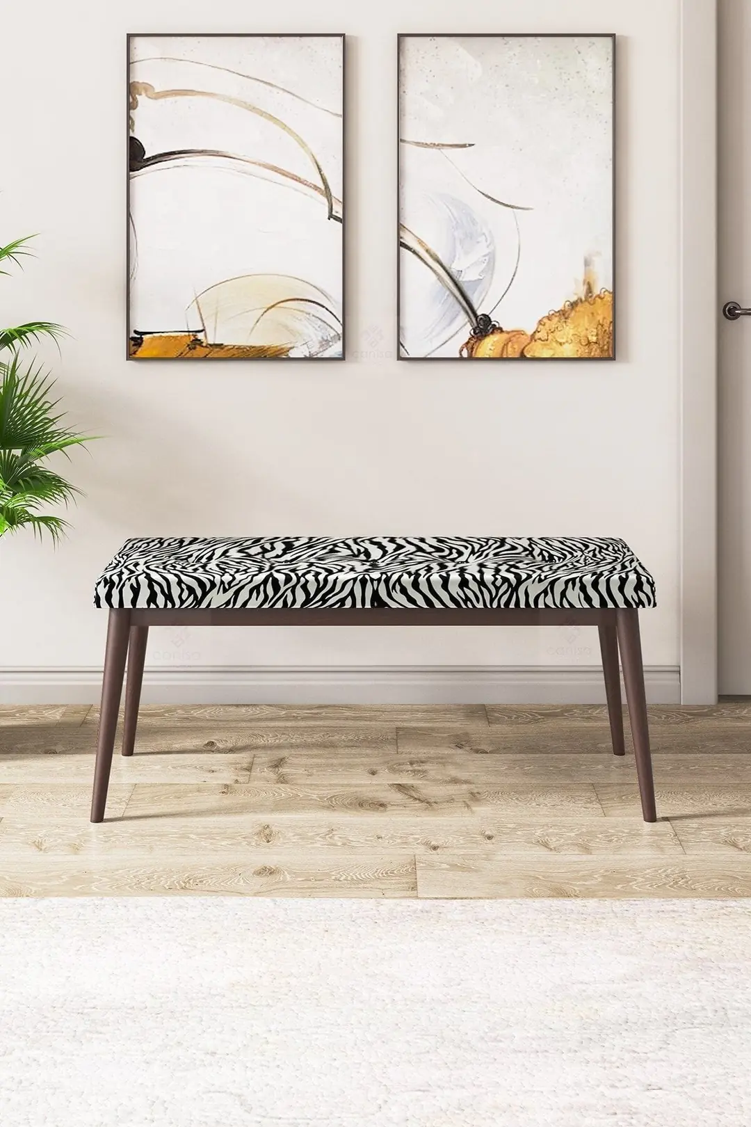 Canisa Pera Serisi Bench,gürgen Tam Isleket 1.sınıf Kumaş / Zebra-ceviz