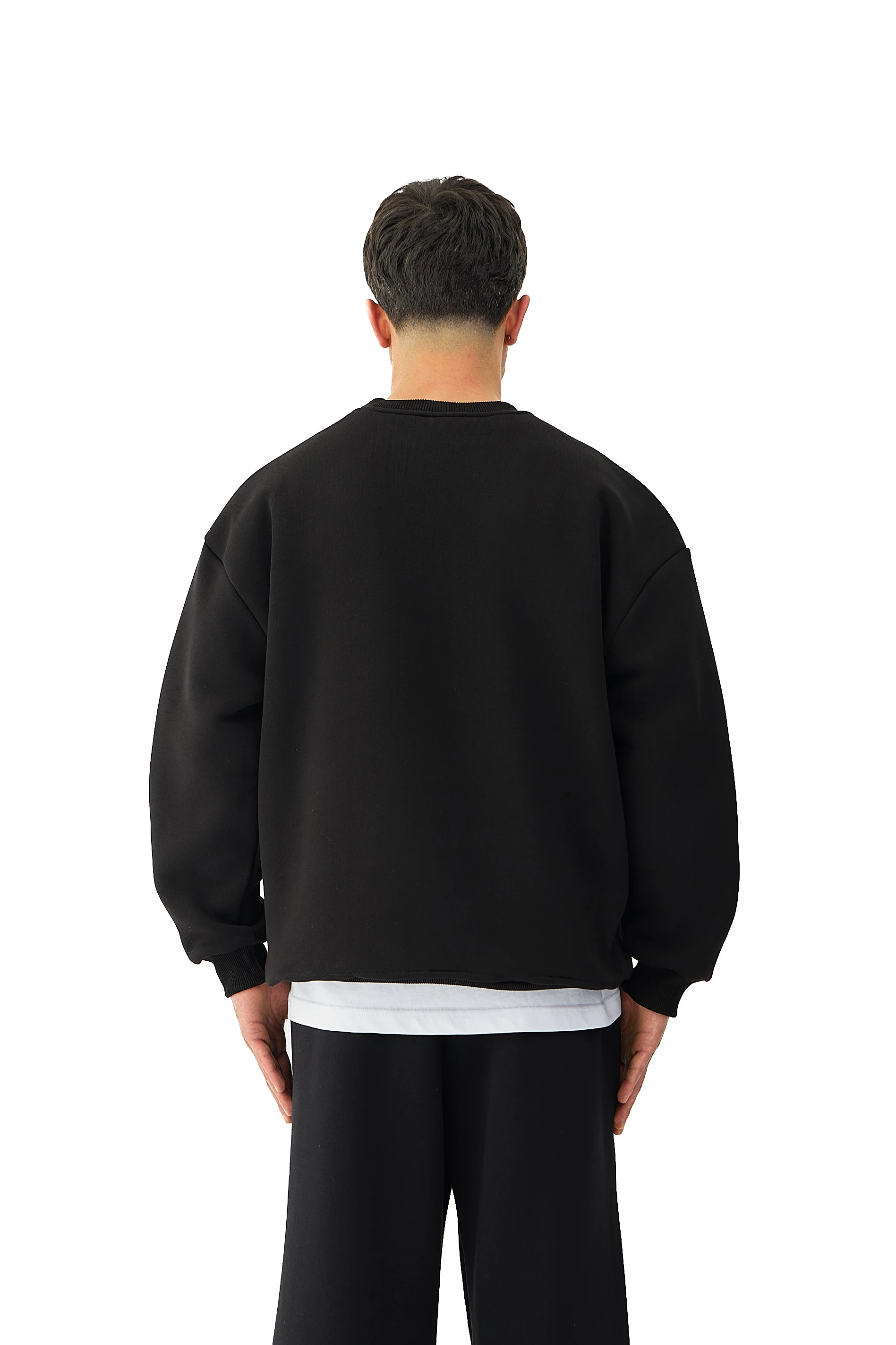 Hitup Nakışlı Premium Oversize Bisiklet Yaka Sweatshirt