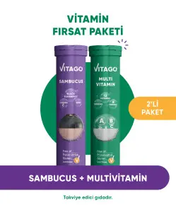 2'li Paket - Vitago Sambucus + Vitago ProMultivit Multivitamin, 20'li ...