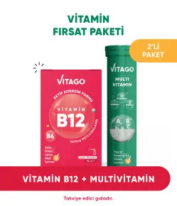 2’li Paket - Vitago B12 10 ml Sprey + Vitago Multivitamin 20 Efervesan ...