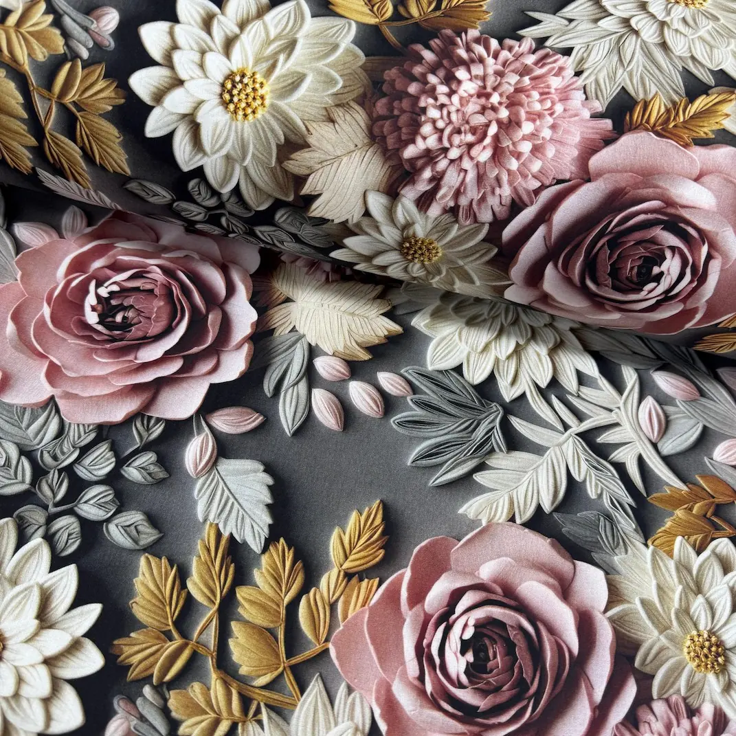 Güzel Güller 3D Dijital Poplin Kumaş