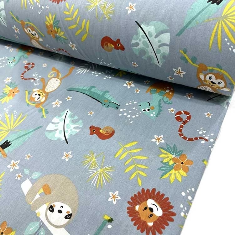 Maymunlu Orman Poplin Kumaş