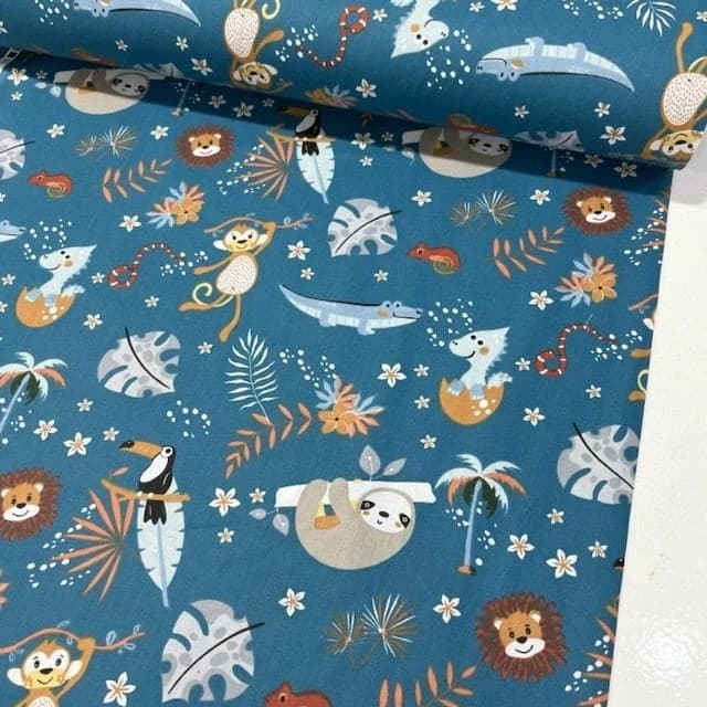 Maymunlu Orman Poplin Kumaş
