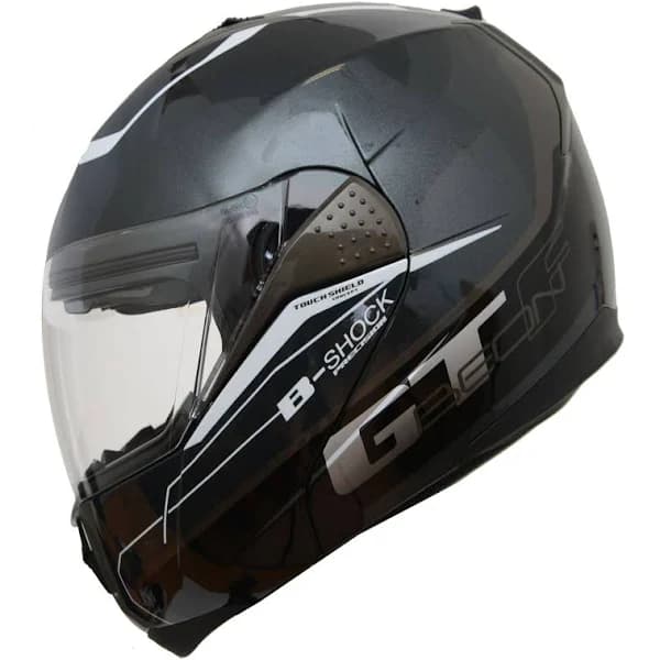 Beon Çene Açılır Vizörlü Gri Siyah B-Shock Kask XL Beden - Türkmopet