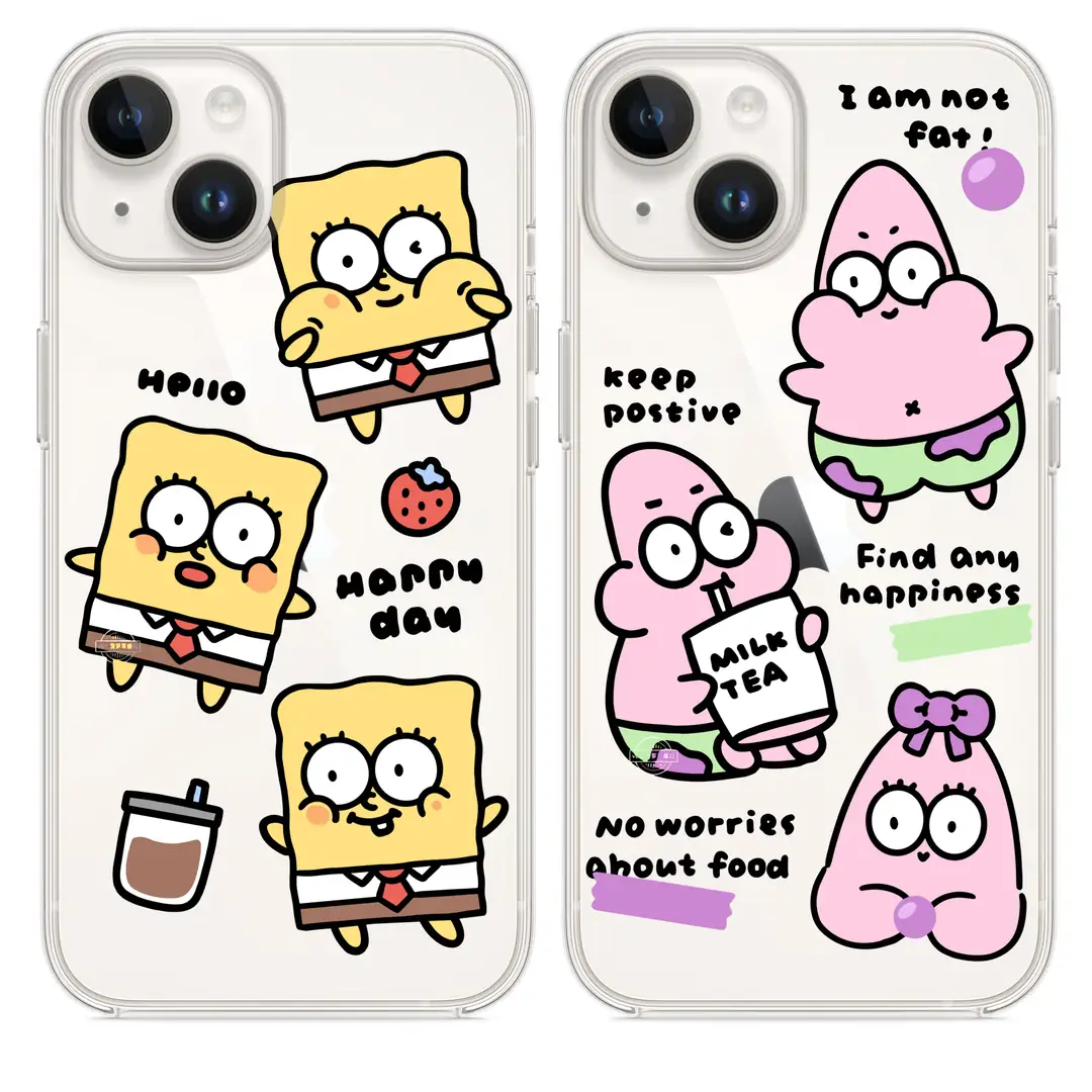 Smiley SpongeBob ve Chill Patrick Star Couple Telefon Kılıfı